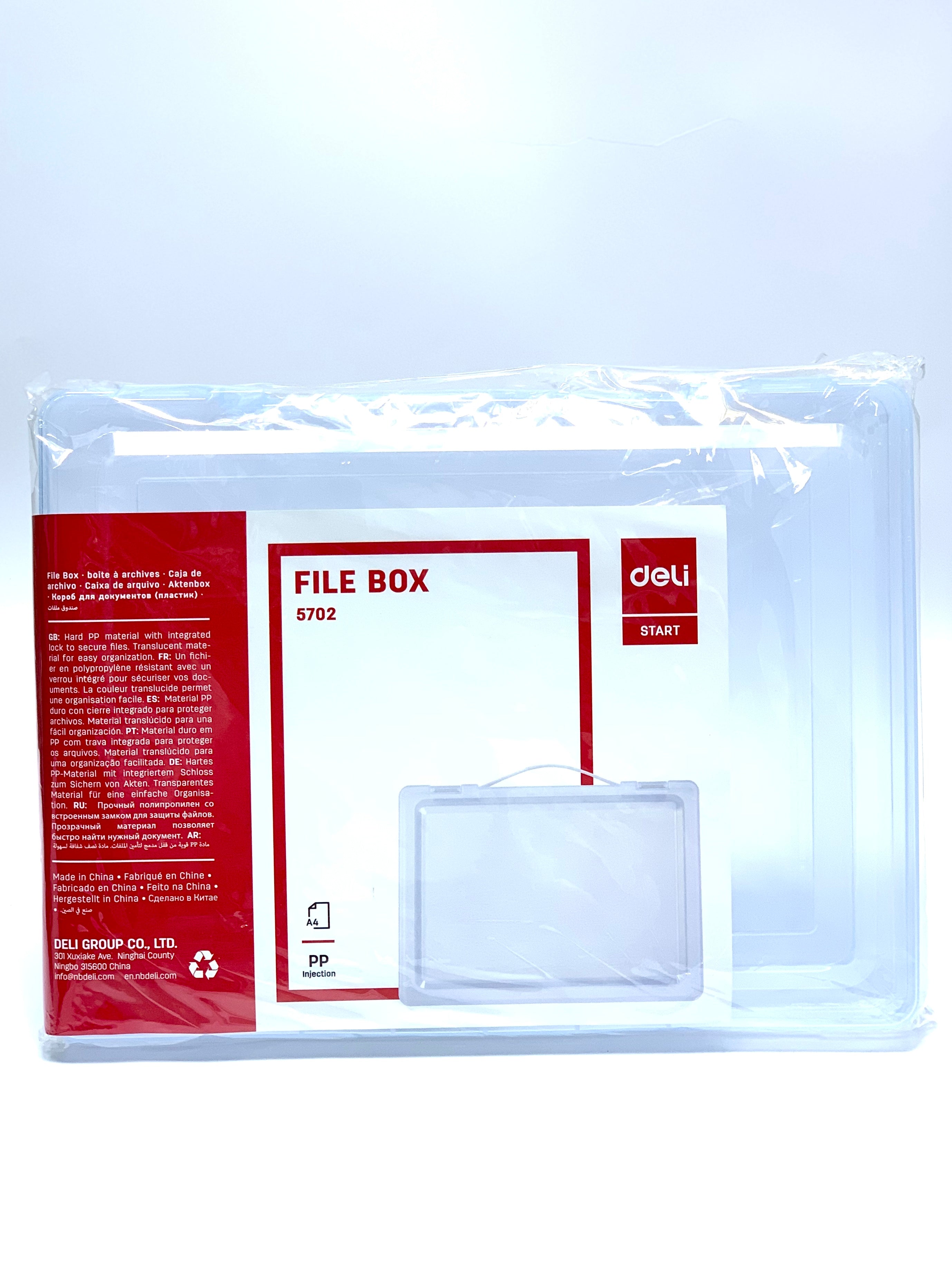 DELI FILE PLASTIC BOX TRANSPARENT – AL NAHAR STATIONERY