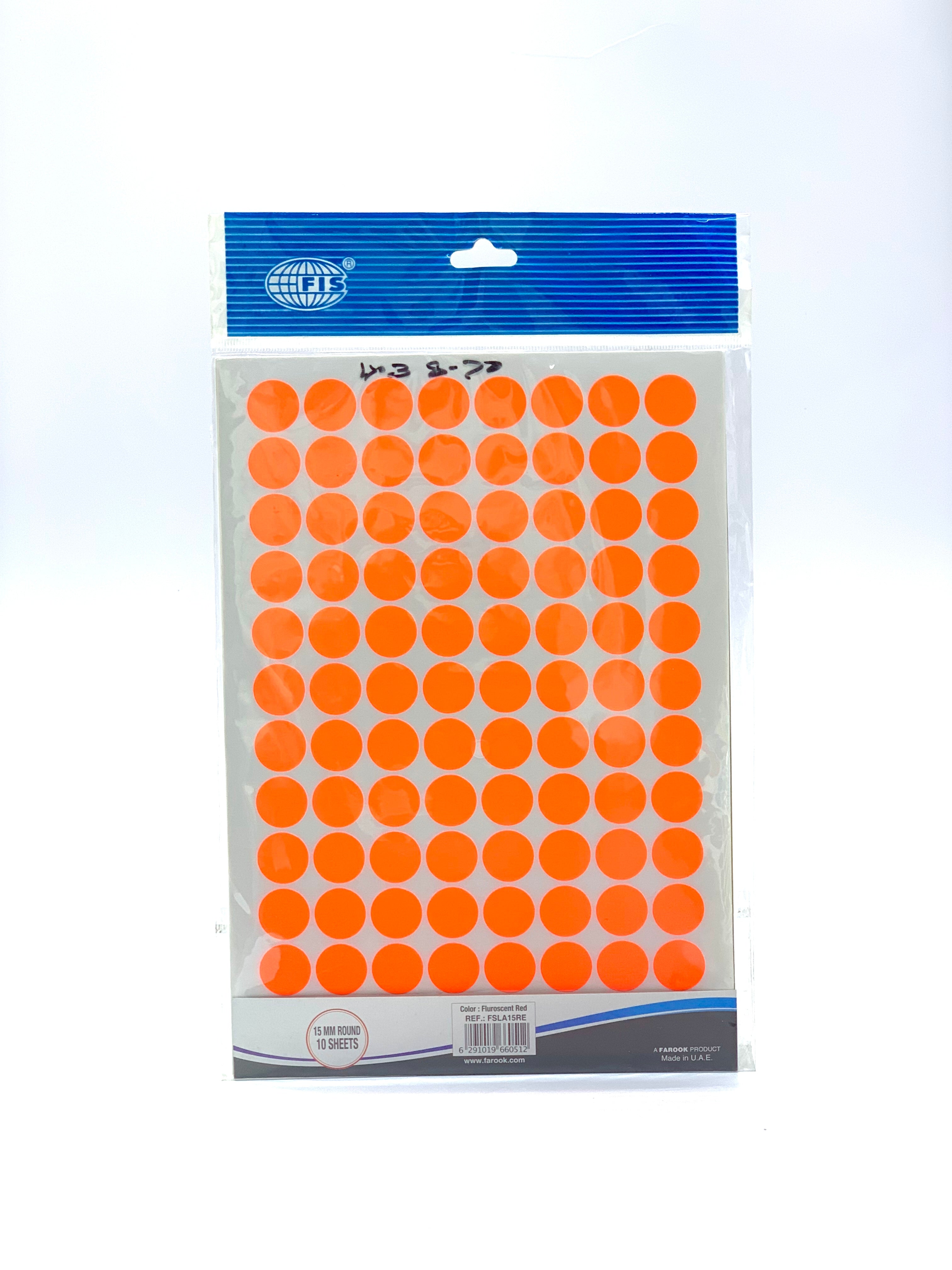 FIS 15 MM ROUND SHAPE LABEL STICKER 1X10 SHEETS – AL NAHAR STATIONERY