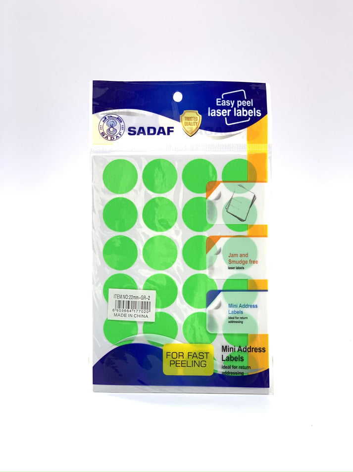 SADAF ROUND GREEN LABEL STICKER 1X10 SHEETS – AL NAHAR STATIONERY