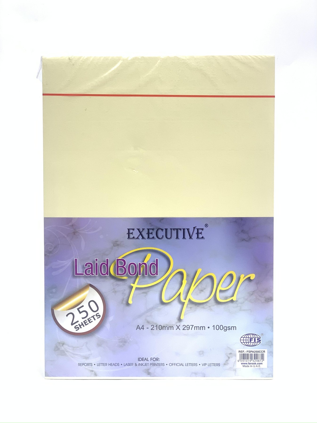 FIS Executive Laid Bond Paper, 250 Sheets, 100 gsm, Cream Color, A4 Si ...
