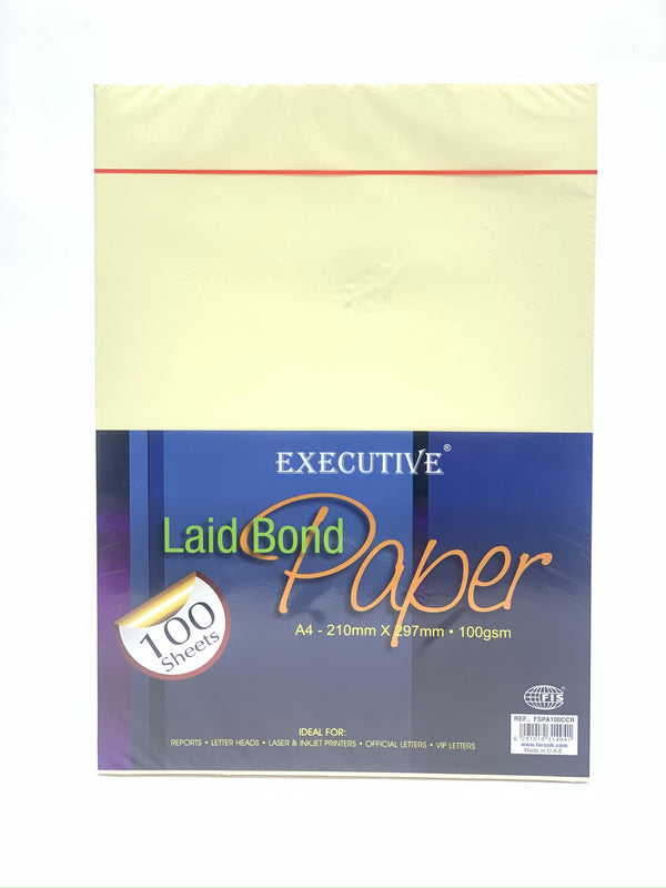 Executive Laid Bond Paper A4 100 sheets Cream Color – AL NAHAR STATIONERY