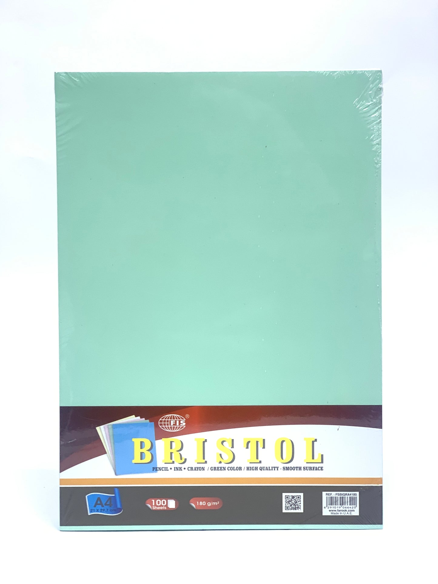 FIS BRISTOL BOARD 180 GSM A4 GREEN COLOR – AL NAHAR STATIONERY