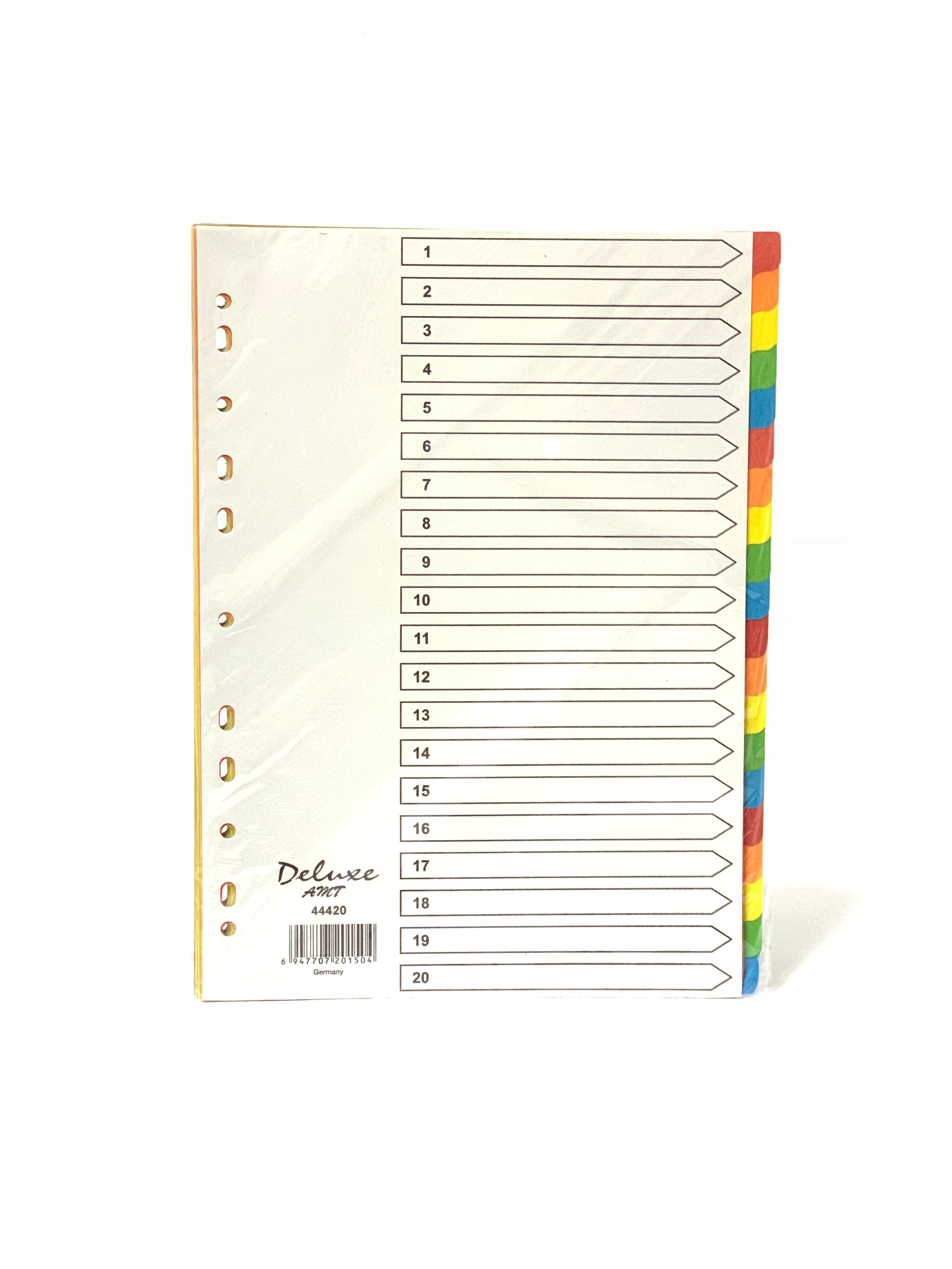 Divider 1-20 paper Colour Pvc A4 – AL NAHAR STATIONERY