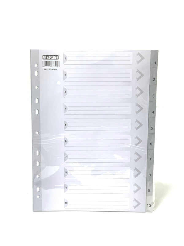 Modest Divider 1-10 grey Colour Pvc A4 – AL NAHAR STATIONERY