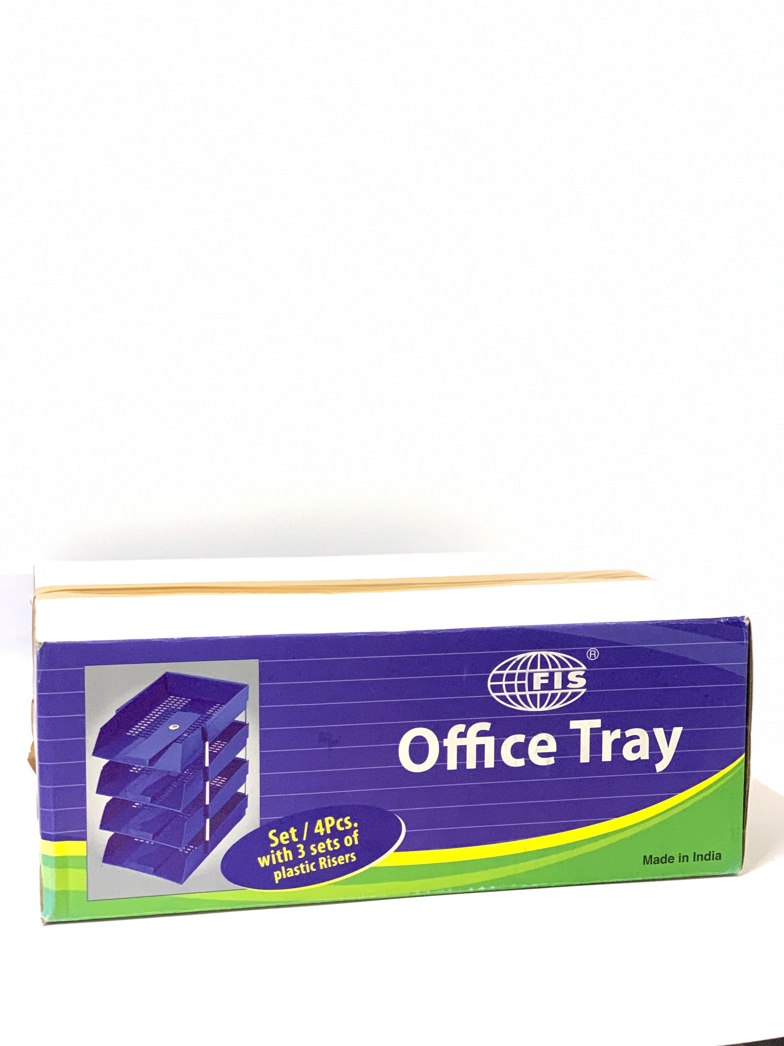 FIS PLASTIC TRAY 4 PCS WITH 3 SET OF PLASTIC RISERS – AL NAHAR STATIONERY