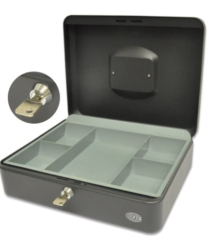 FIS CASH BOX WITH KEY LOCK 12" STEEL BLACK. – AL NAHAR STATIONERY