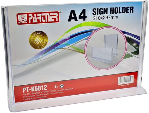 Generic Partner Acrylic Sign Holder T Shape A4 Horizontal – AL NAHAR ...