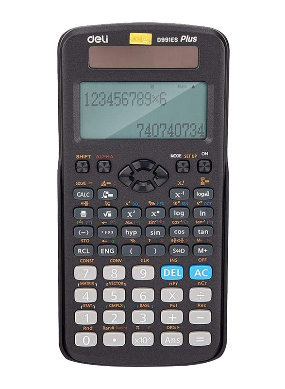 Deli ED991ES Clear Screen 417 Functions Scientific Calculator, Black ...